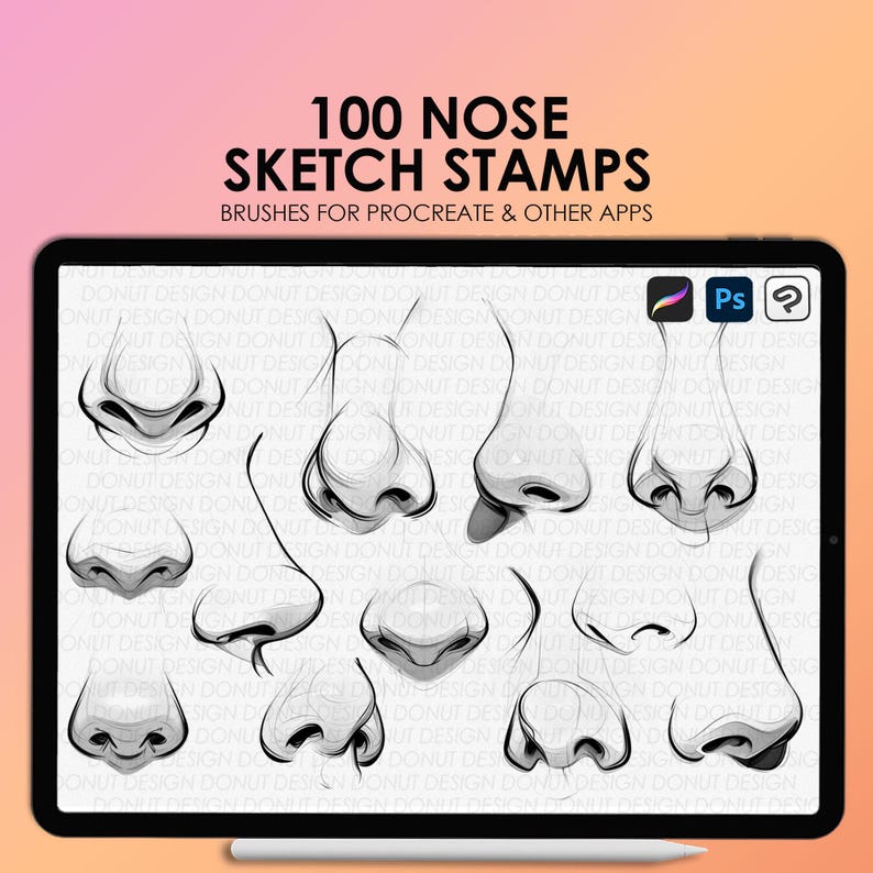 Procreate Nose Stamps | Nose Procreate Brushes | Photoshop Nose Brushes ...