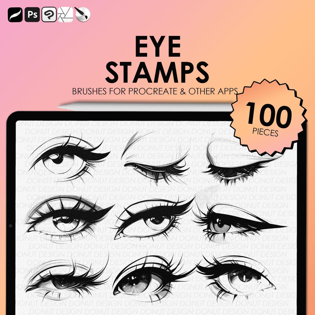 100 Procreate Eye Stamps Eyes Procreate Brushes Photoshop Eye Brushes ...