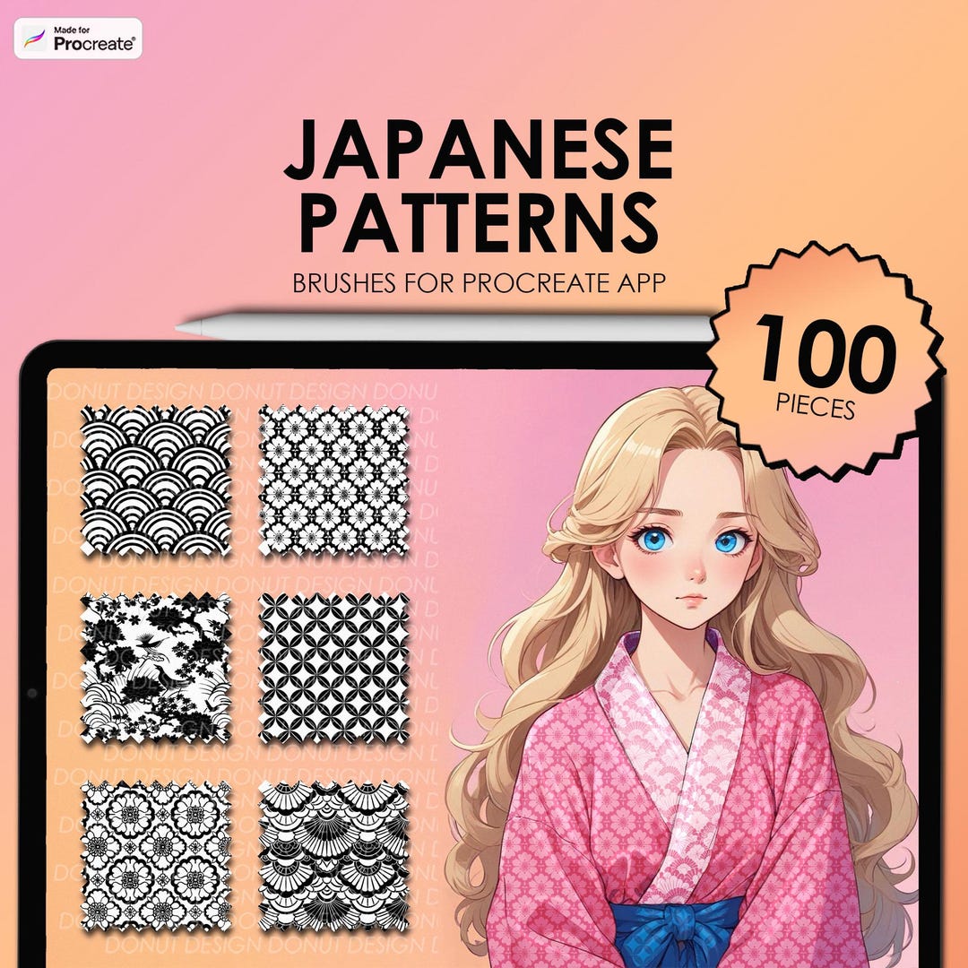 100 Procreate Japanese Pattern Brushes | Japanese Procreate Brushes ...