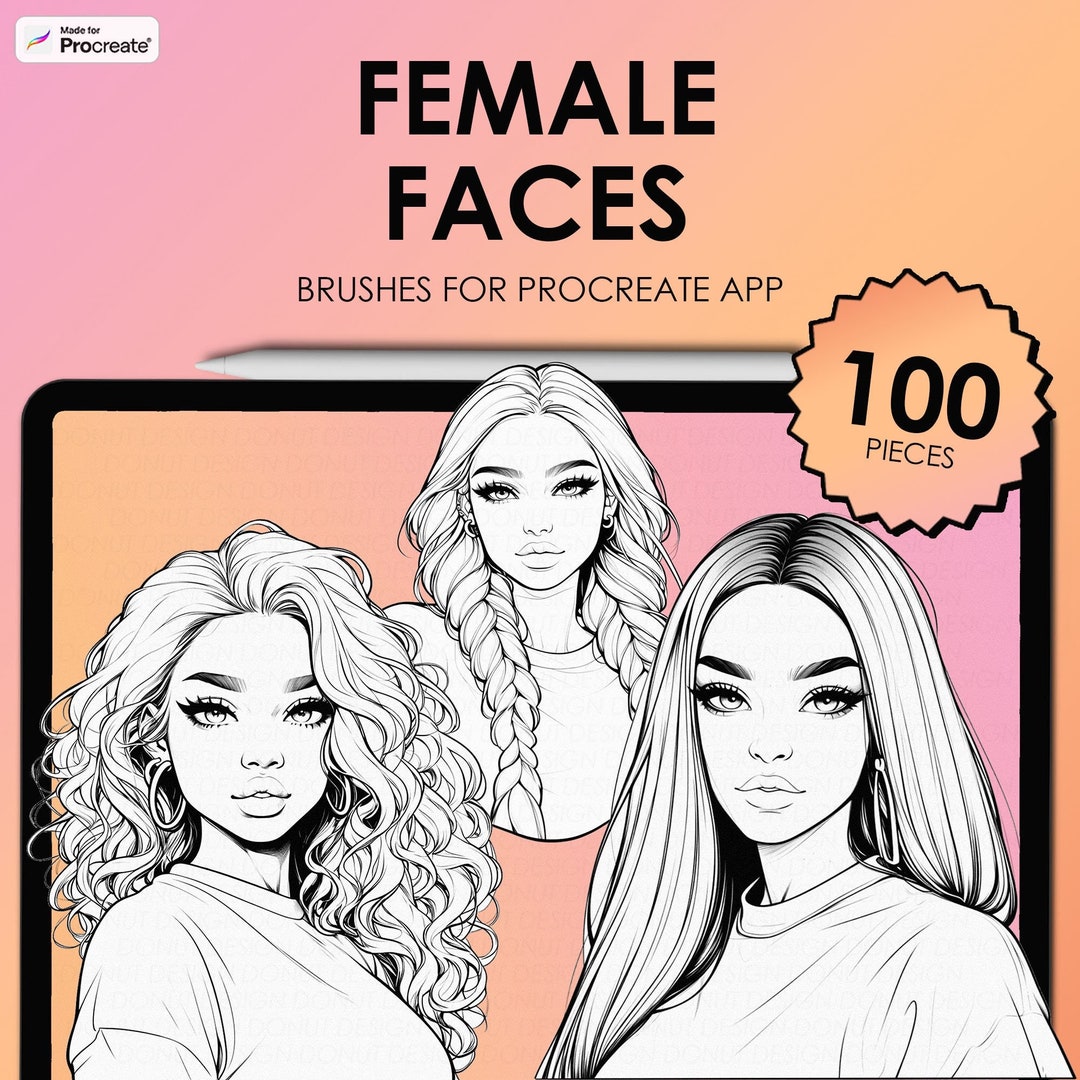 Procreate Female Face Stamps | Procreate Face Stamps | Procreate Face ...
