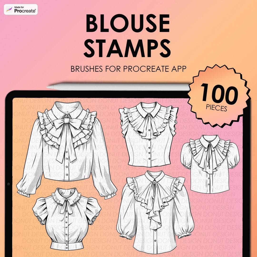 100 Procreate Blouse Stamps Procreate Clothing Stamps Procreate ...