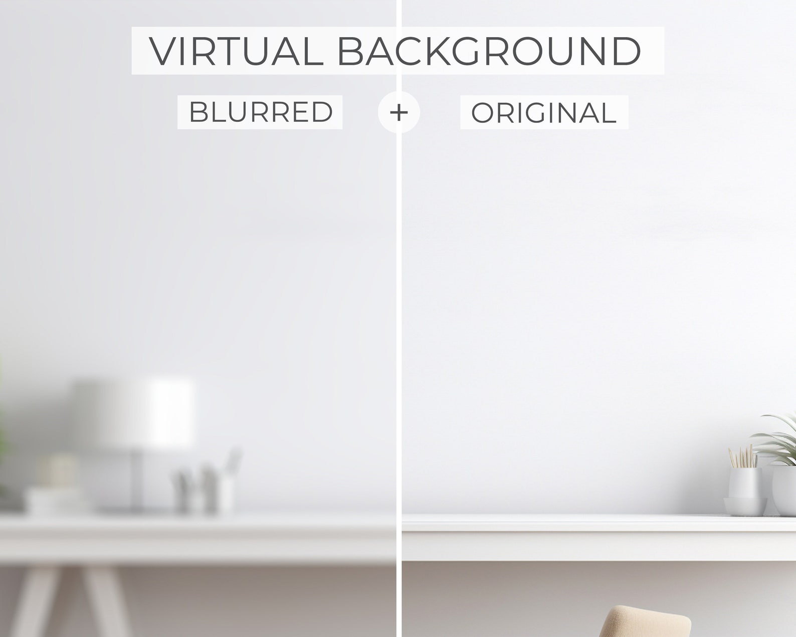 White Minimalist Zoom Background Home Office | Home Office Virtual ...