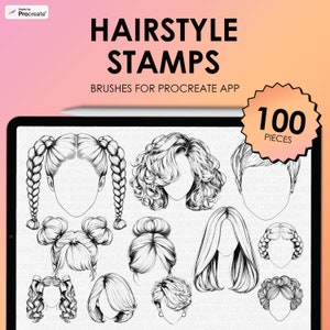 100 Procreate Hair Stamps Procreate Hairstyle Stamps Procreate Hair ...