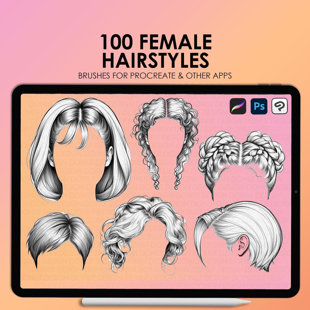Procreate Hair Stamps | Procreate Hairstyle Stamps | Procreate Hair ...