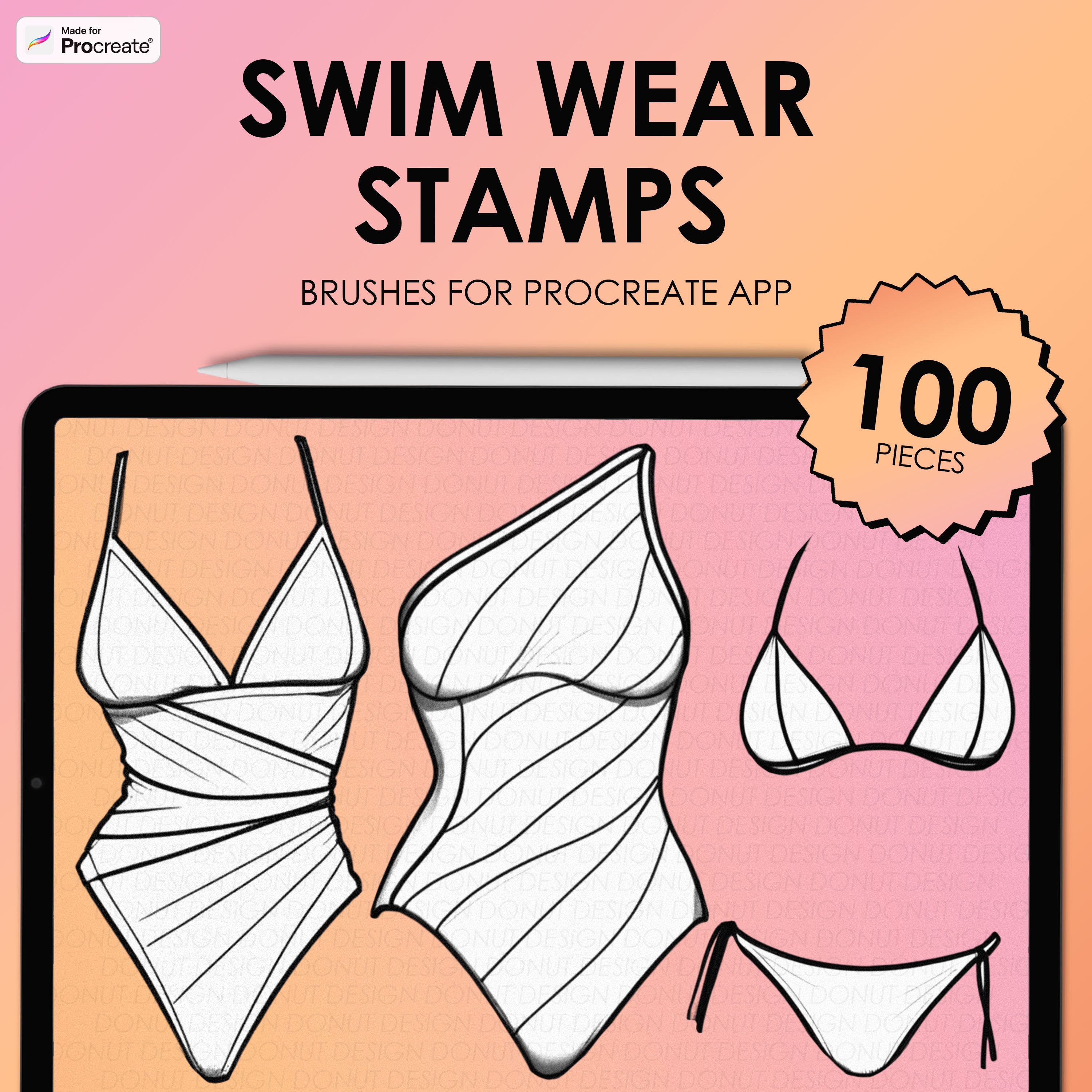 100 Procreate Swimsuit Stamps Procreate Swimwear Stamps Procreate Clothing Stamps - Etsy