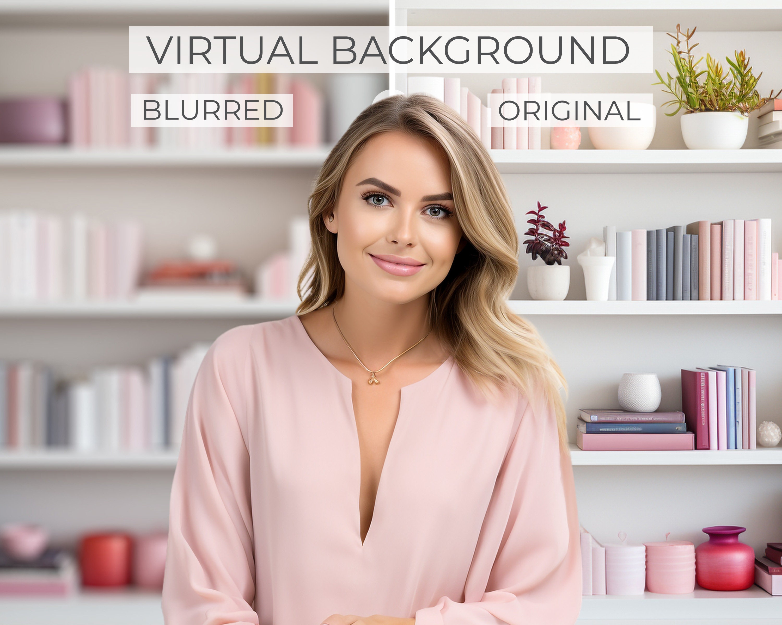 Soft Pink Zoom Background Home Office Home Office Virtual Background ...