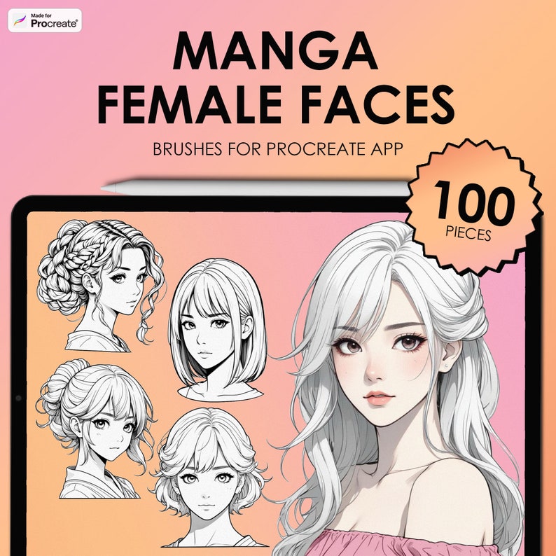 100 Manga Procreate Face Stamps Anime Procreate Manga Face Stamps - Etsy