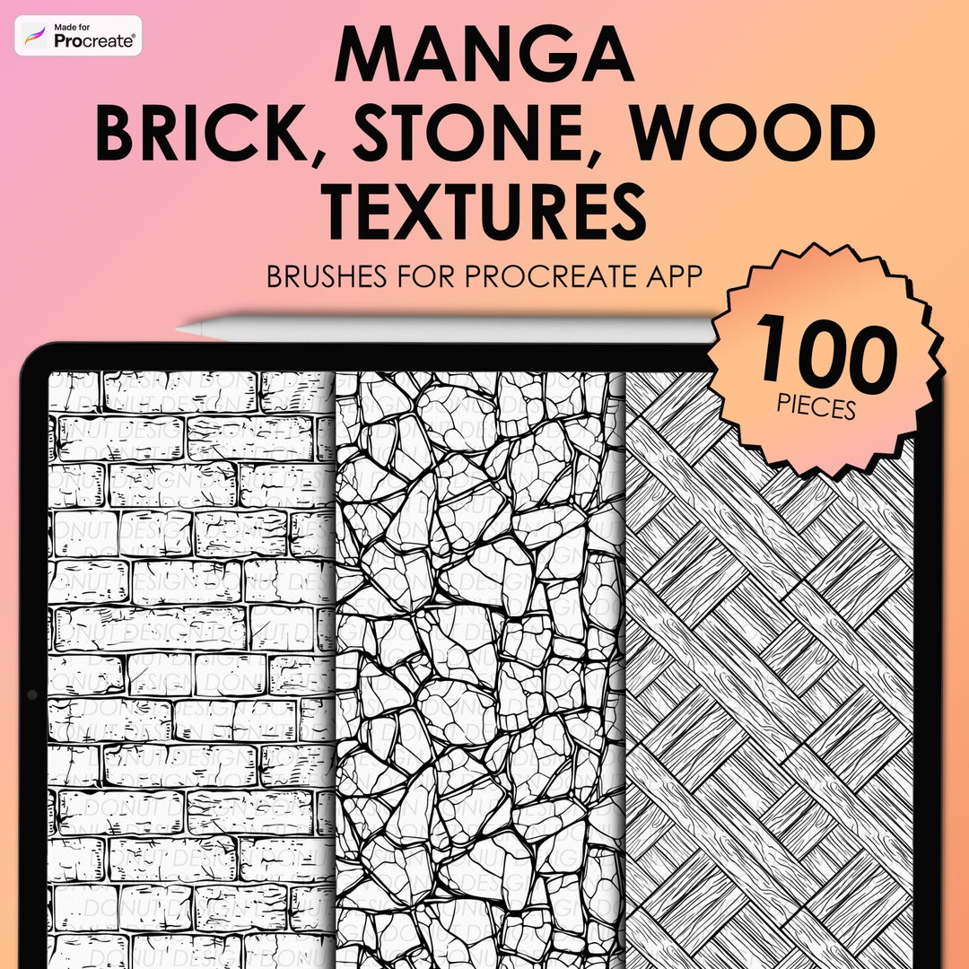 100 Comic Procreate Texture Brushes | Stone Procreate Brushes | Brick ...
