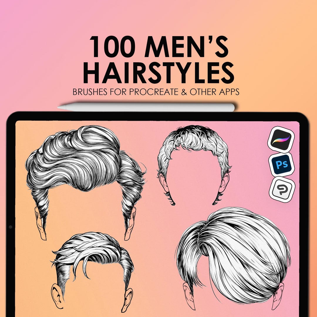 Procreate Male Hair Stamps | Procreate Men Hairstyle Stamps | Procreate ...