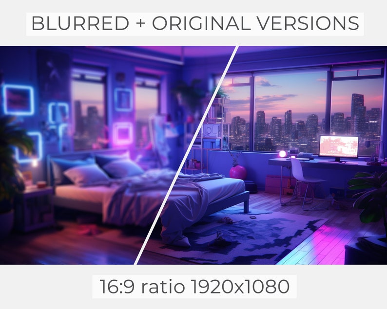 Lo-fi Neon Room Zoom Background Neon Bedroom Zoom Background - Etsy