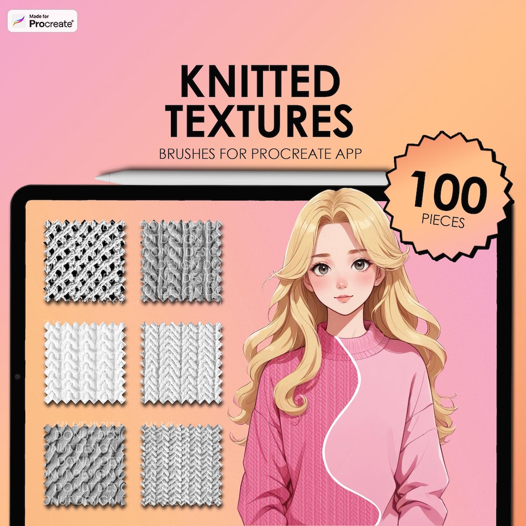 100 Procreate Knitted Texture Brushes | Procreate Knitted Brushes | Procreate Fabric Brushes - Etsy