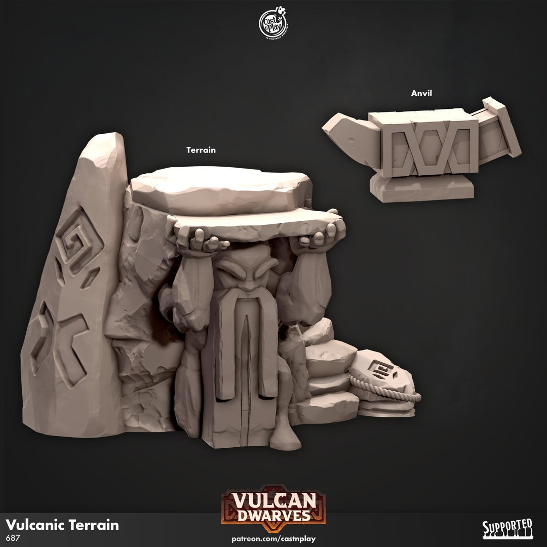 Vulcanic Terrain, Vulcan Dwarves, Cast N Play, RPG Wargaming Resin ...