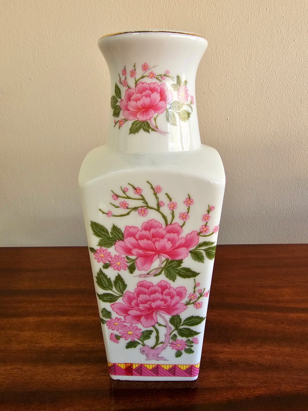 Mingei Japan Vintage Pink Floral Vase Peony Japanese - Etsy