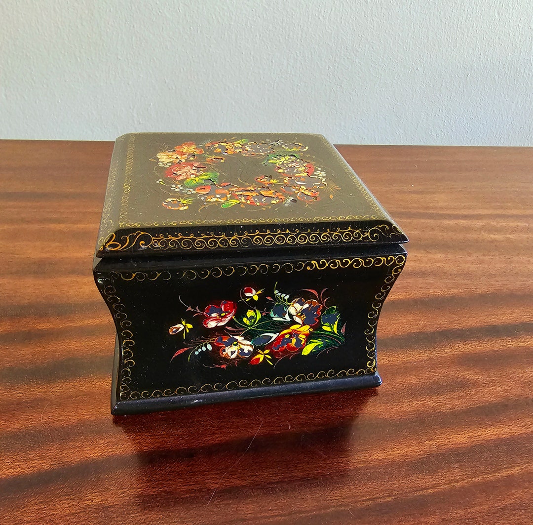 Russian Lacquer Box Signed and Dated 1992 1990s Flowers Floral - Etsy