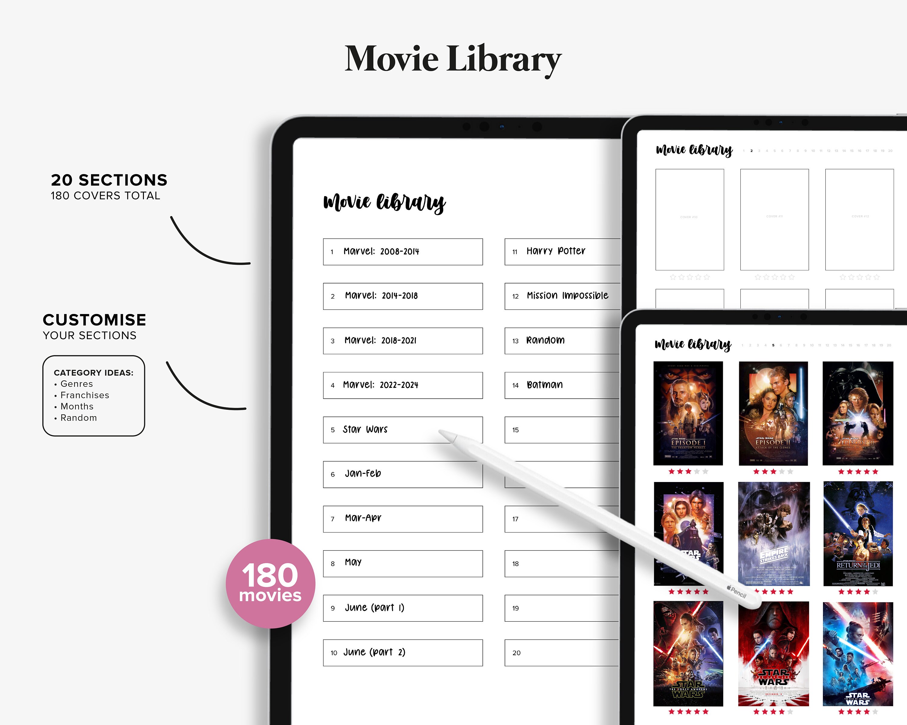 Digital Movie Journal Digital Movie Planner Movie Log Film Planner ...