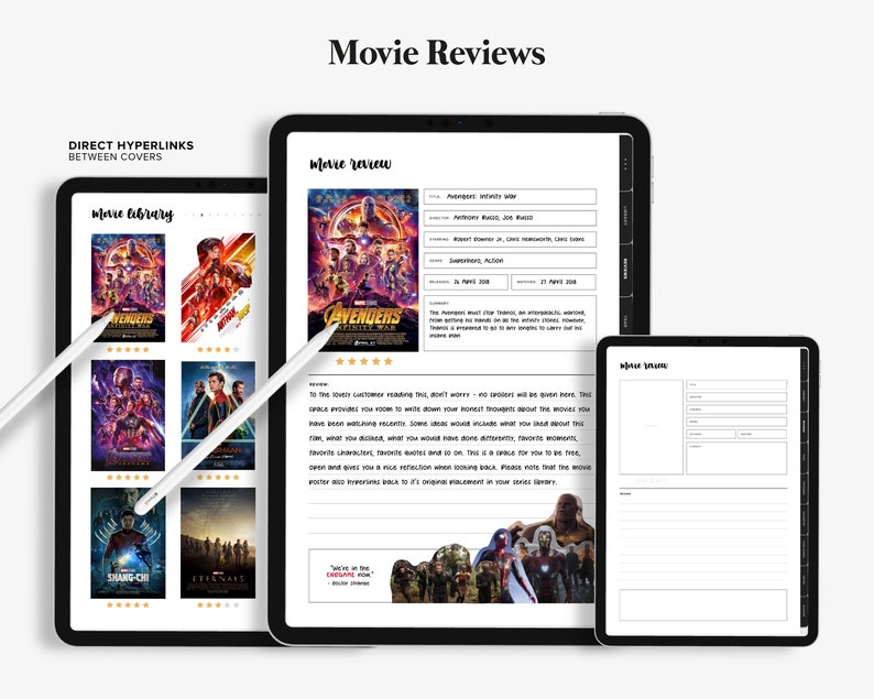 Digital Movie Journal Digital Movie Planner Film Planner Movie Log ...