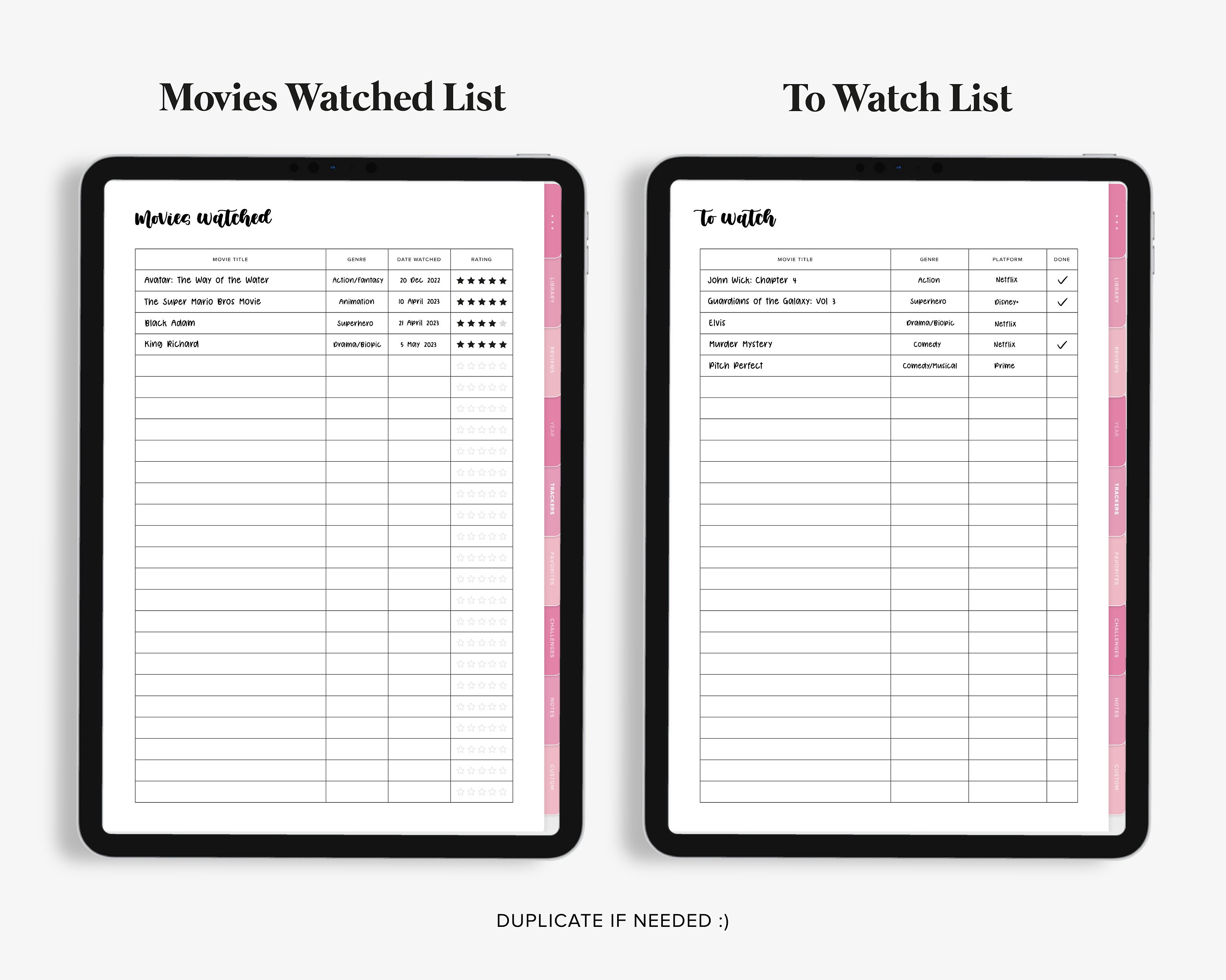 Digital Movie Journal Digital Movie Planner Movie Log Film Planner ...