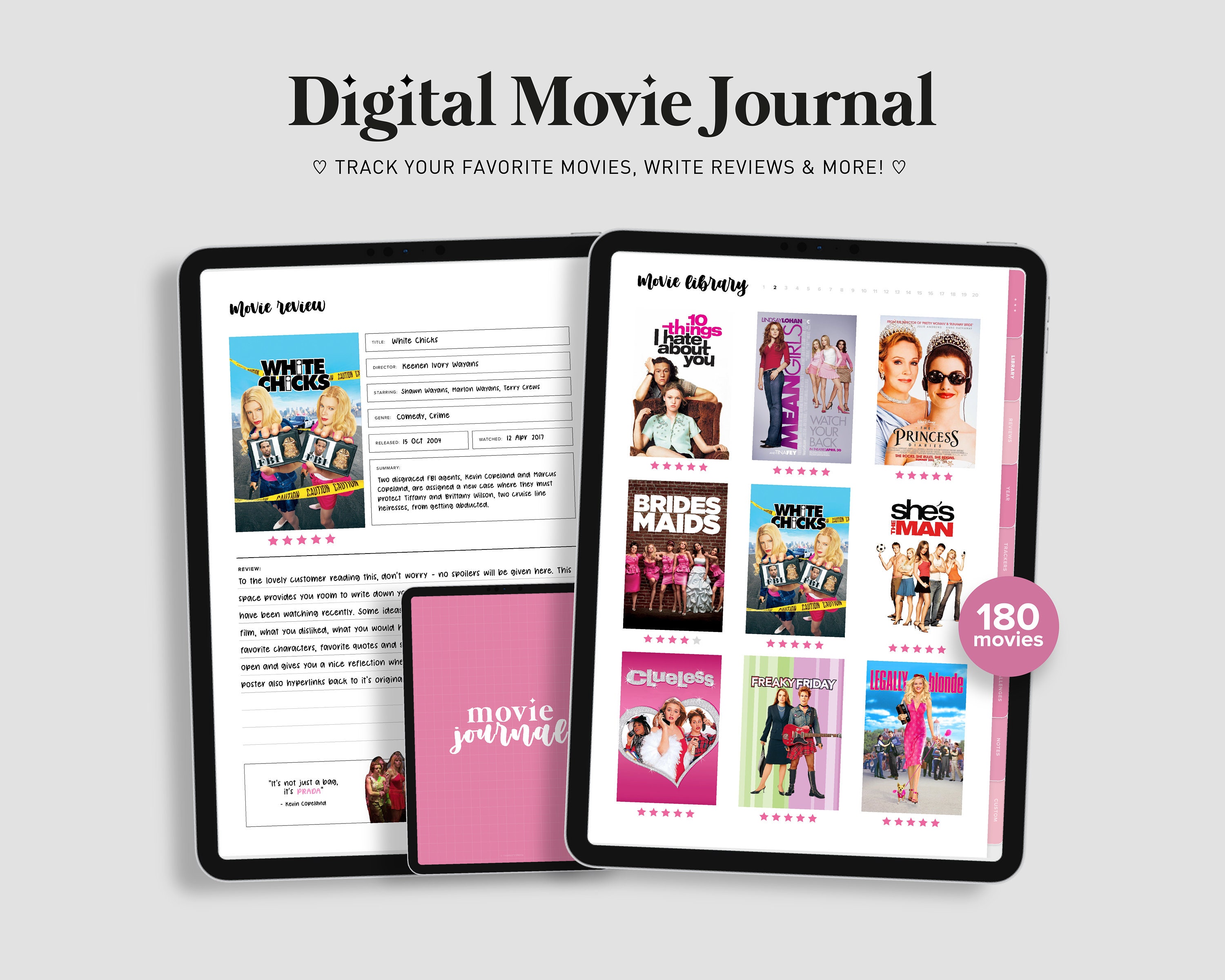 Digital Movie Journal Digital Movie Planner Movie Log Film Planner ...