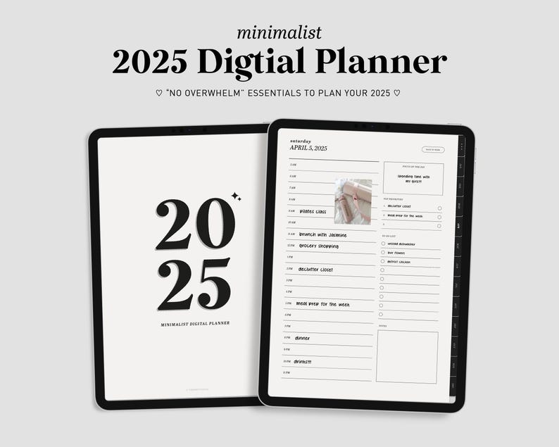 2025 Minimalist Digital Planner | Simple Digital Planner | iPad Planner ...