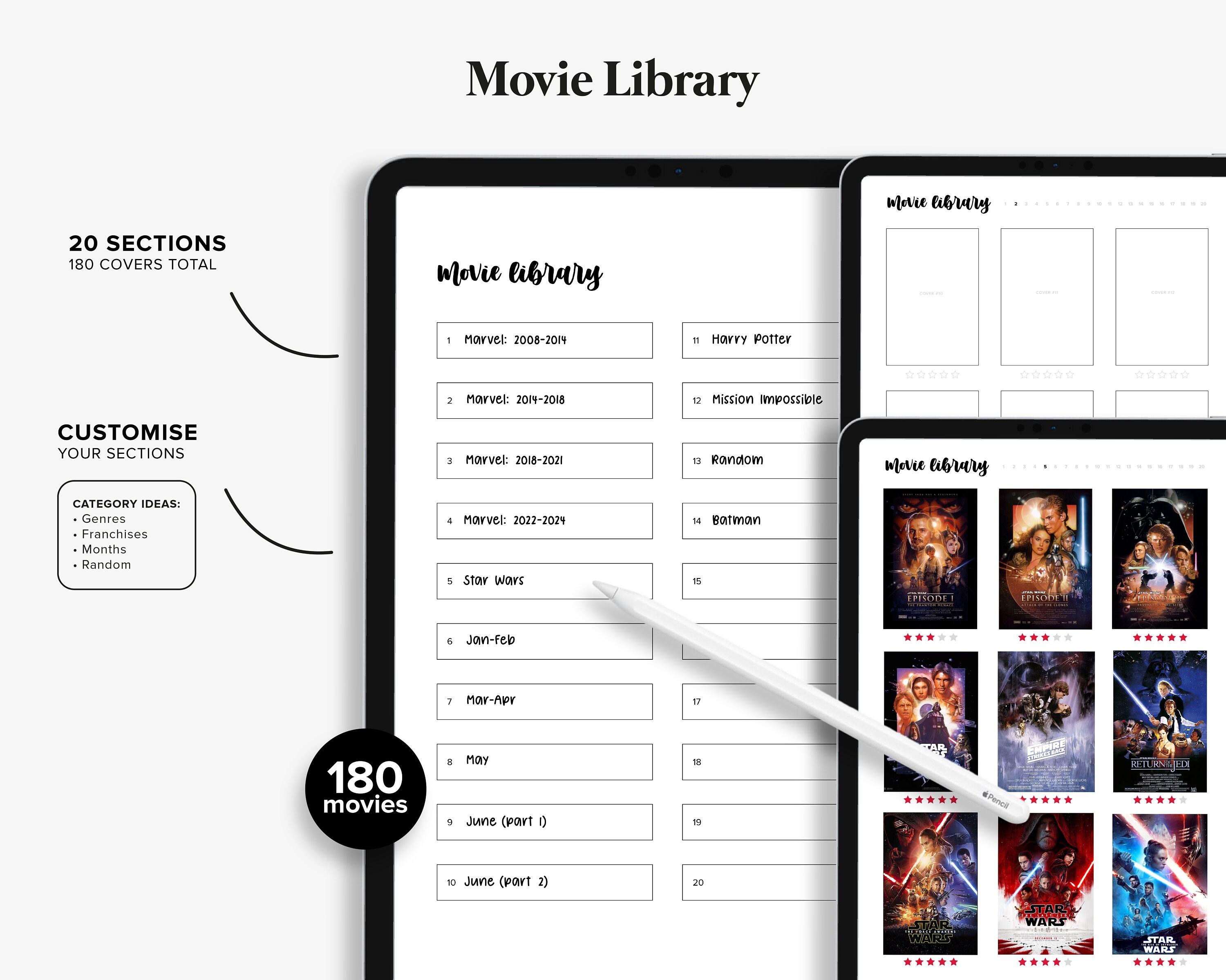 Digital Movie Journal | Digital Movie Planner | Film Planner | Movie ...