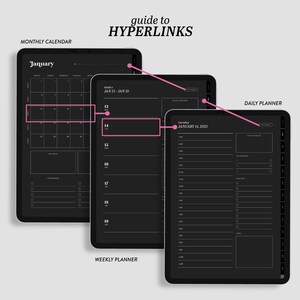 2025 Minimalist Digital Planner DARK MODE | Simple Digital Planner ...