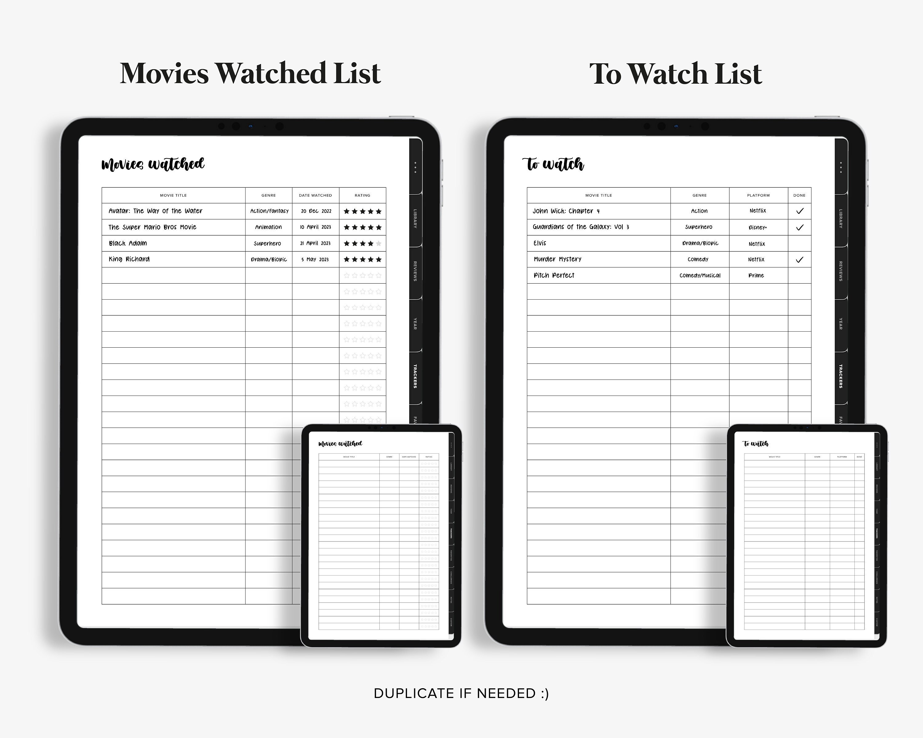 Digital Movie Journal Digital Movie Planner Film Planner Movie Log ...