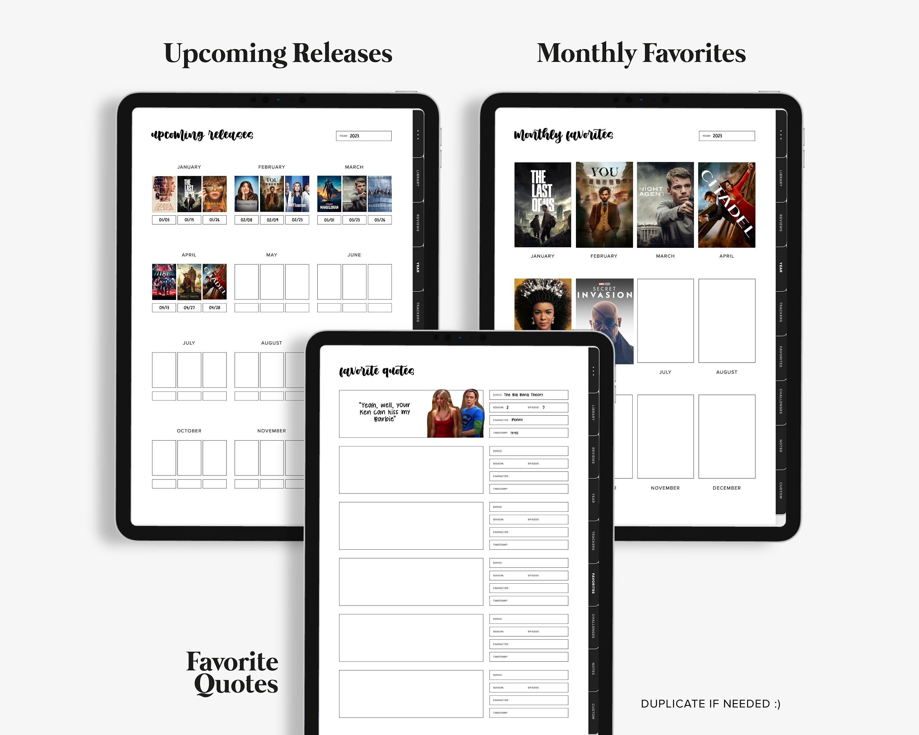 Digital TV Series Journal | Digital TV Show Log | Media Planner ...