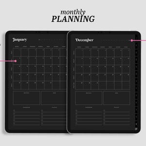 2025 Minimalist Digital Planner DARK MODE | Simple Digital Planner ...