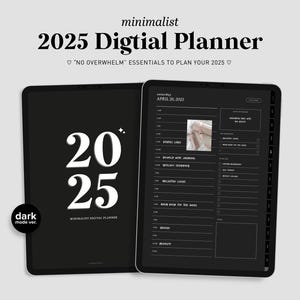 2025 Minimalist Digital Planner DARK MODE | Simple Digital Planner ...