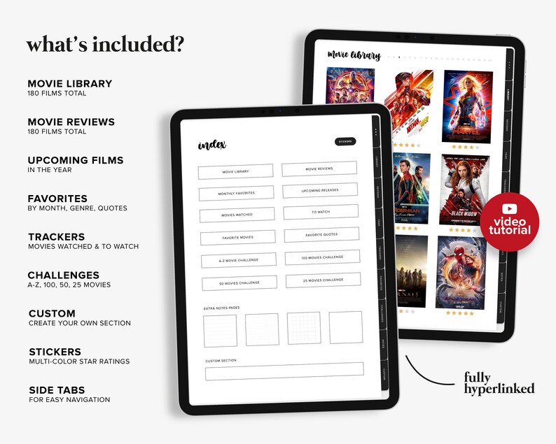 Digital Movie Journal | Digital Movie Planner | Film Planner | Movie ...