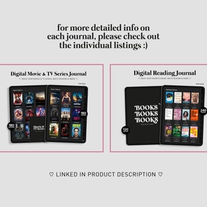 Digital Reading & Movie/tv Series Journal BUNDLE Dark Mode | Reading ...