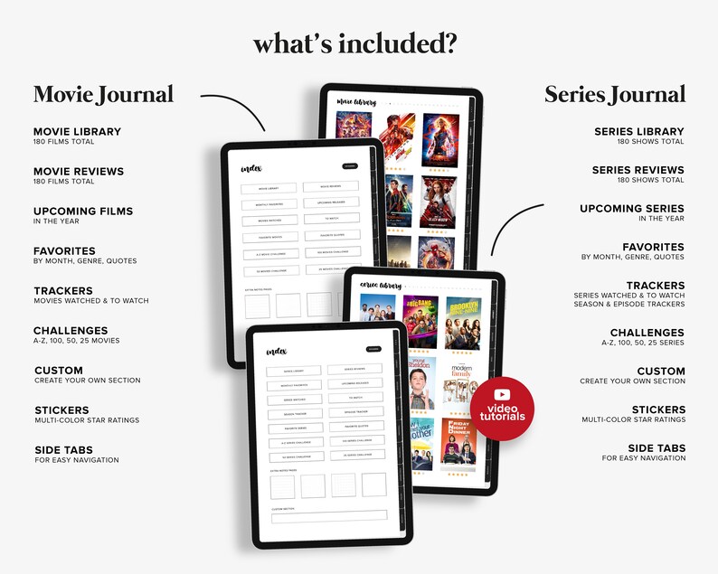 Digital Movie & TV Series Journal Bundle | Digital Movie Planner ...