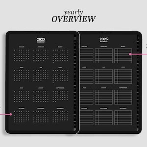 2025 Minimalist Digital Planner DARK MODE | Simple Digital Planner ...