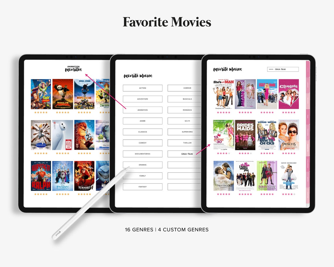 Digital Movie Journal Digital Movie Planner Movie Log Film Planner ...