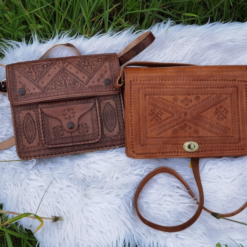 Moroccan Leather Bag - Etsy