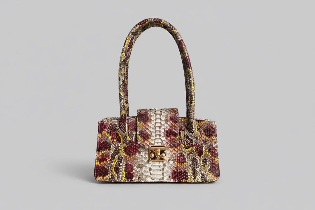 Genuine Python Leather Handbag, Luxury Exotic Snakeskin Purse for Women ...