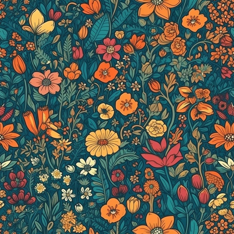 Stylized Orange and Cream Flower Field Pattern Instant Download SVG ...