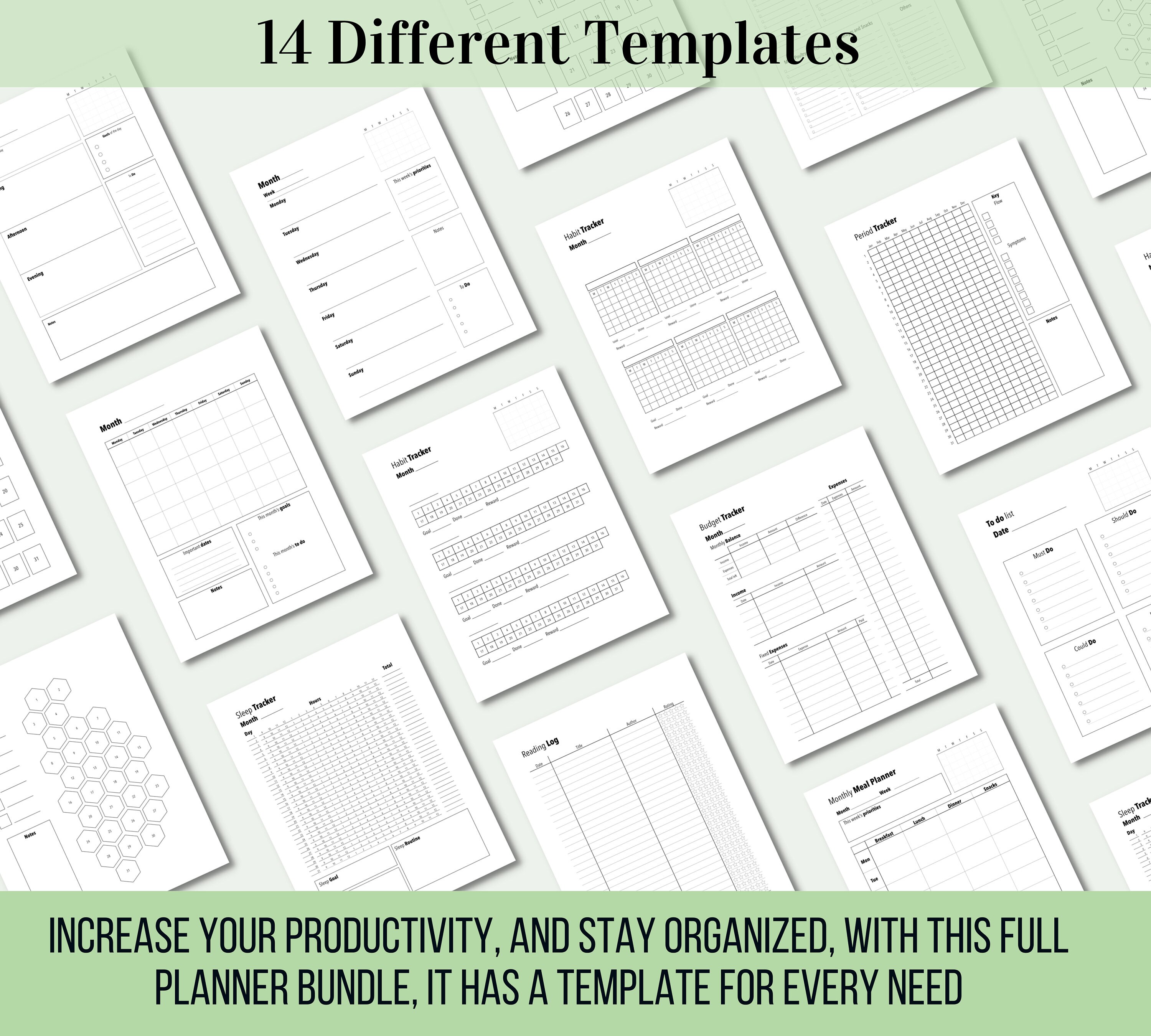 Simple Planner Printable Templates, Habit Tracker, Sleep Tracker, Meal ...