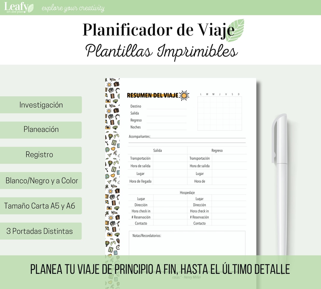 Travel Planner in Spanish, Printable Templates, Itinerary, Planning ...