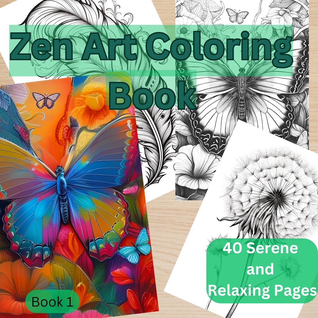Zen Art Coloring Book | 40 Printable Pages | Relaxation and Stress ...