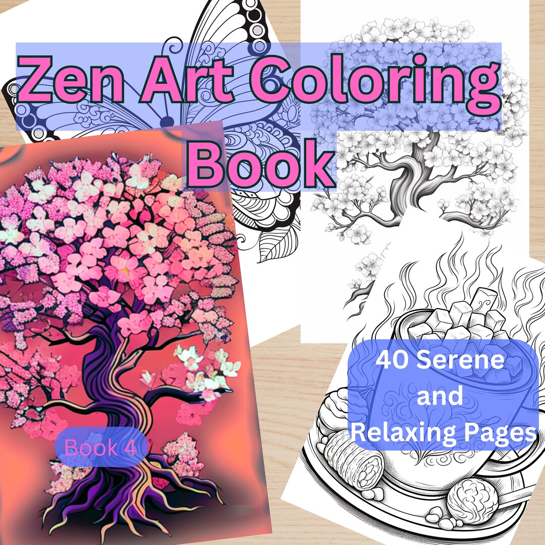 Zen Art Coloring Book 4 | 40 Printable Pages | Relaxation and Stress ...