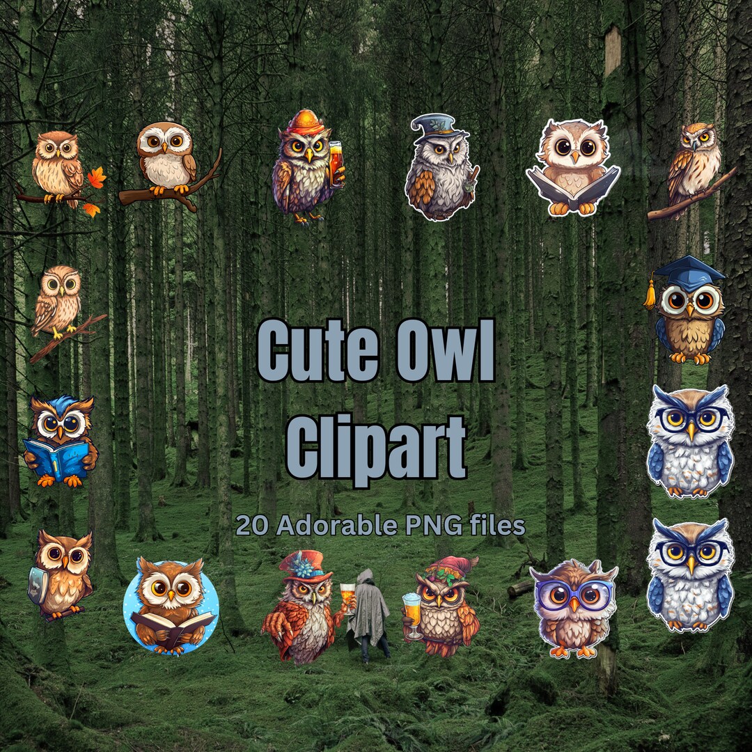 Owl Clipart | Cute Owl Clipart | Cartoon Owl | Clipart for Stickers ...