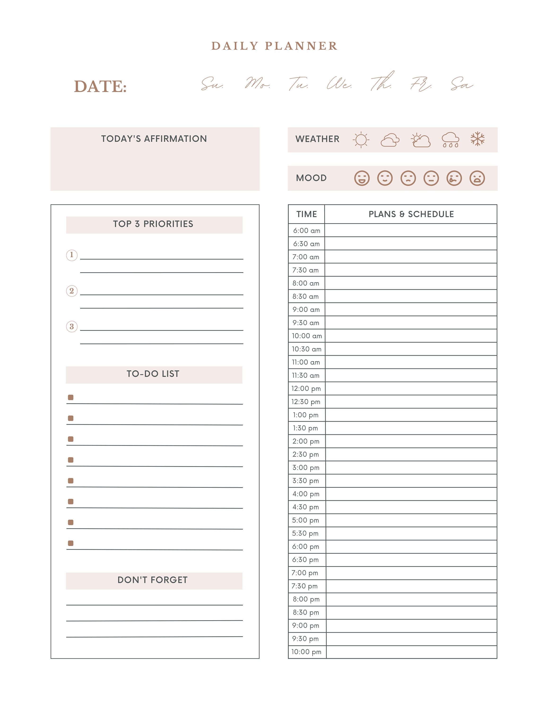 Printabledaily Planner - Etsy