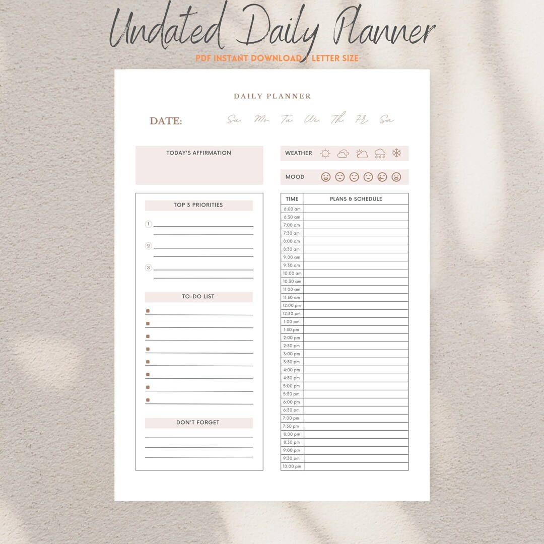 Printabledaily Planner - Etsy