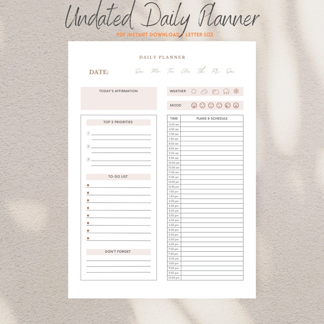 Printabledaily Planner - Etsy