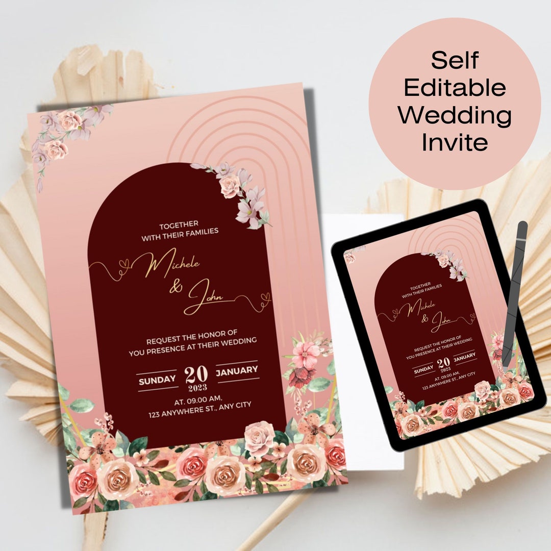 Custom Self Editable Wedding Invitation/ Card Template Using Canva ...