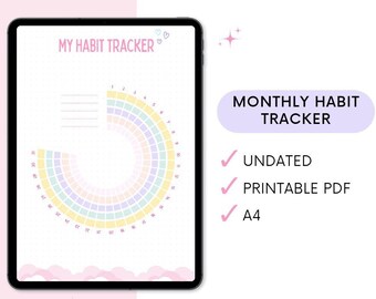 Monthly Habit Tracker Printable Landscape, Habit Tracker Template, Routine Tracker, 30 Day Habit ...