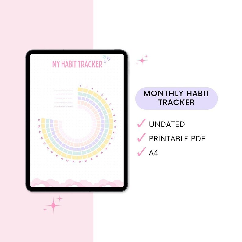 Monthly Habit Tracker Printable Landscape, Habit Tracker Template ...