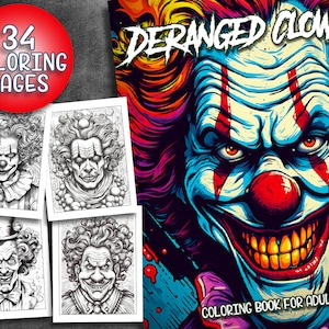 34 Pages Deranged Clowns Coloring Book Horror Adult Coloring Pages ...