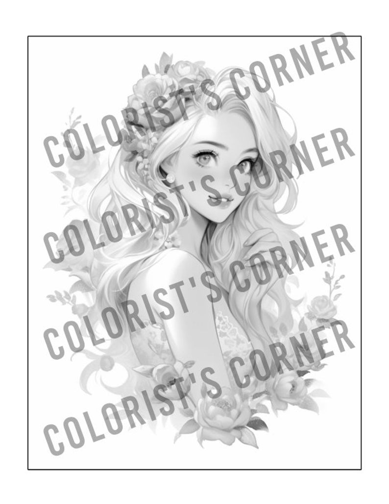 30 Pages Grace and Beauty Coloring Book Adult Coloring Pages, Princess ...
